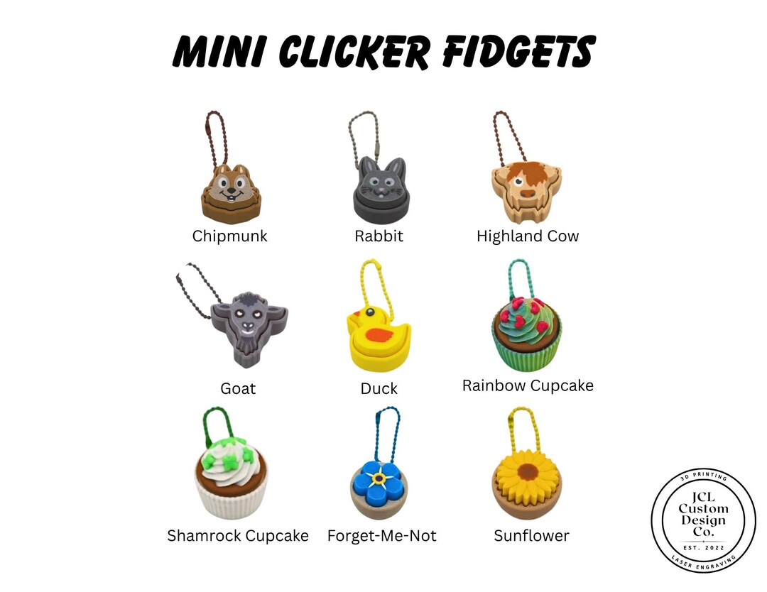 Mini Clicker Fidget: Animal, Flower & Cupcake Designs - Etsy