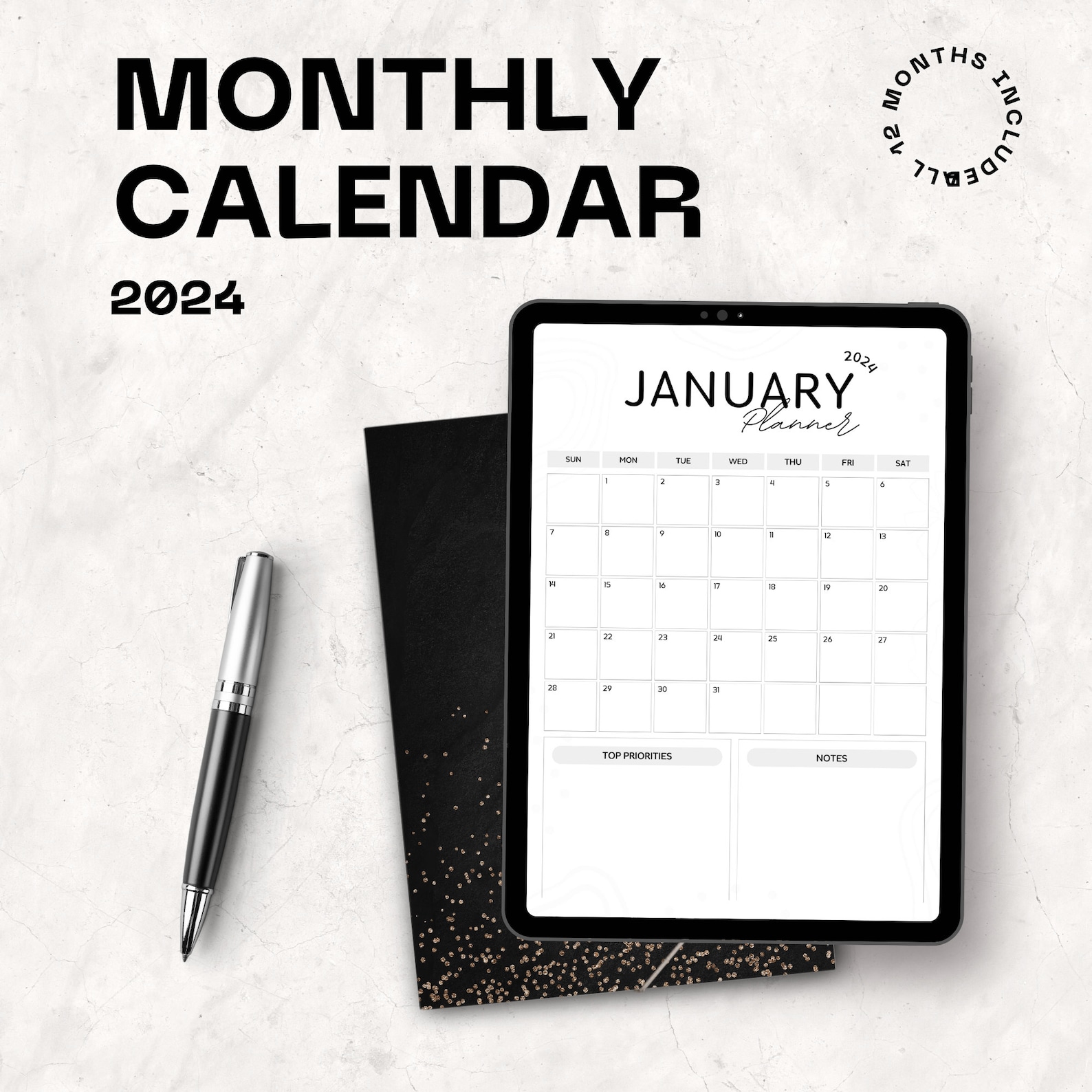 Blank Calendar Template Calender 2024 Blank Calendar Monthly Printable ...