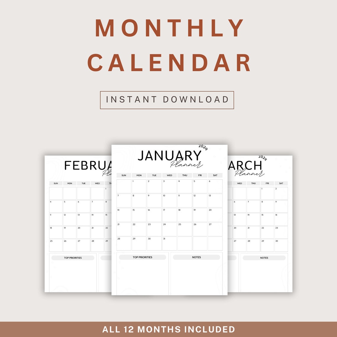 Blank Calendar Template Calender 2024 Blank Calendar Monthly Printable ...