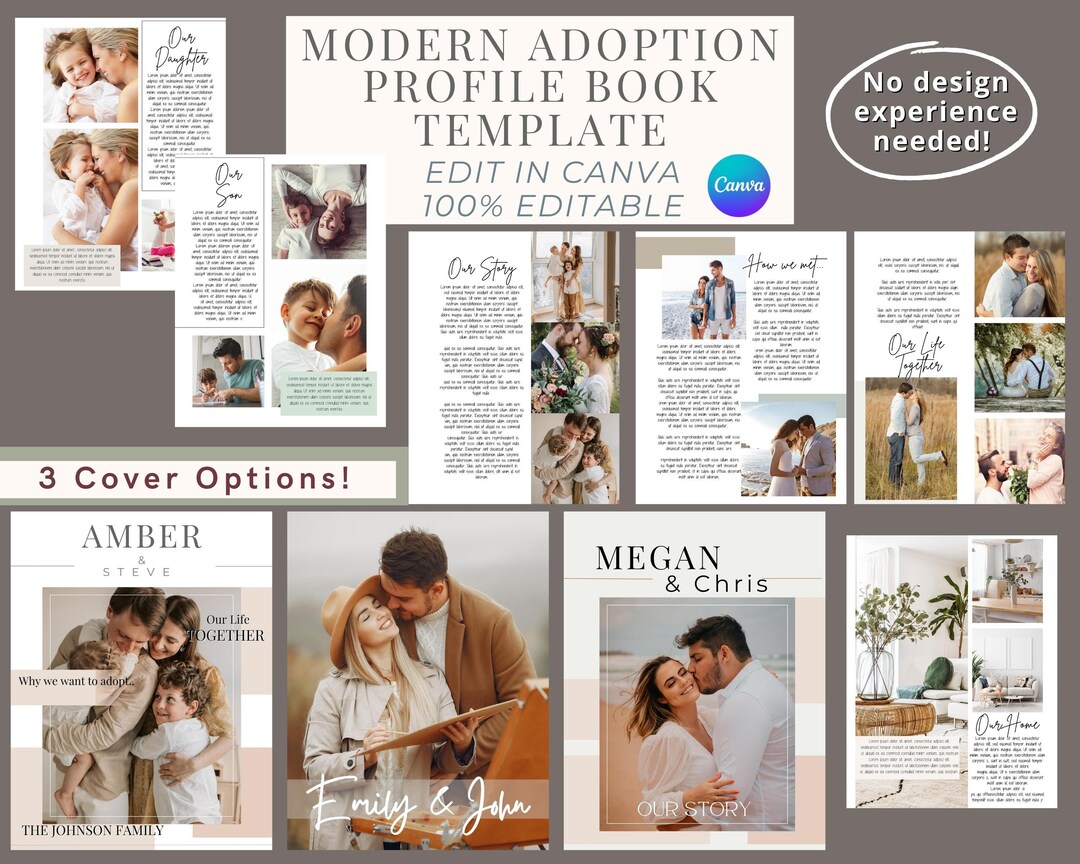 Modern Adoption Profile Book Template and FREE Guide, Canva Editable ...