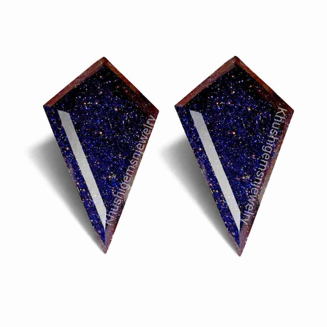 Blue Sandstone Kite Cut Galaxy Goldstone Synthetic Loose Stone 8x4mm ...