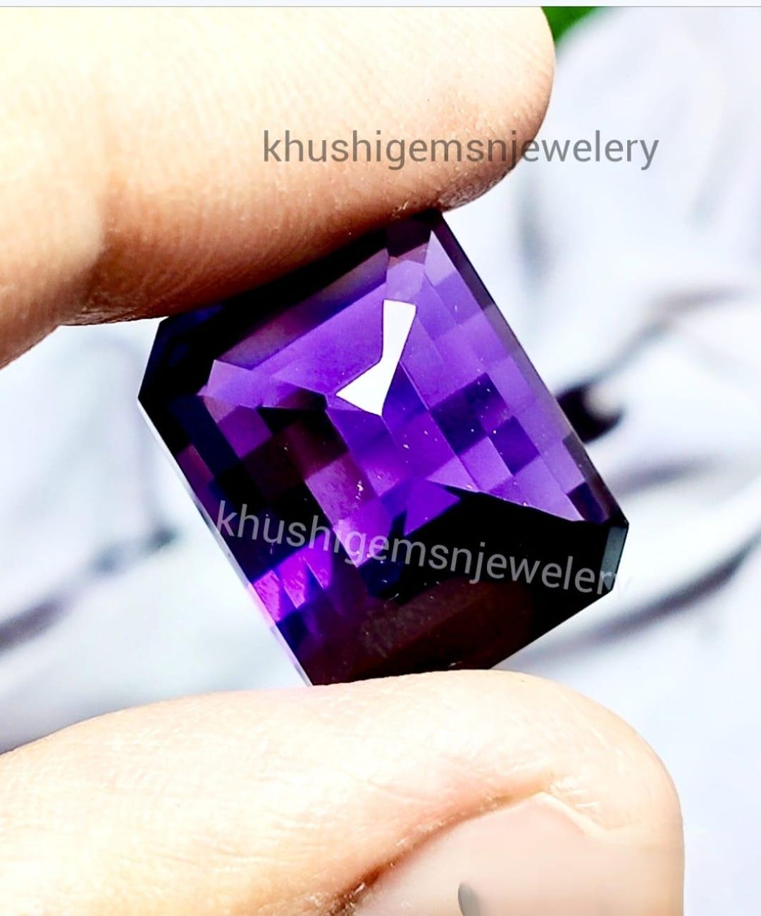 Pixel Cut Amethyst Octagon Fantasy Cut Ring Brooch Pendant Necklace ...