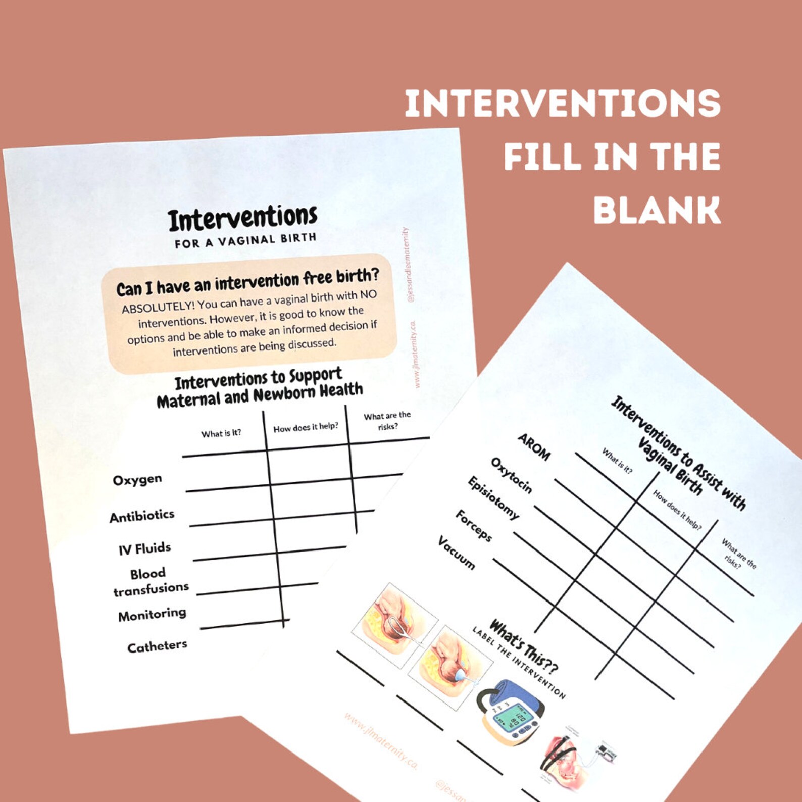 Childbirth/prenatal Class Interventions Fill in the Blank Activity ...