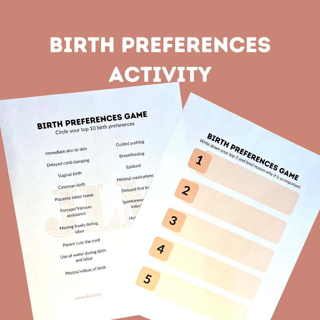Childbirth/prenatal Class Birth Preferences/planning Activity Sheet - Etsy