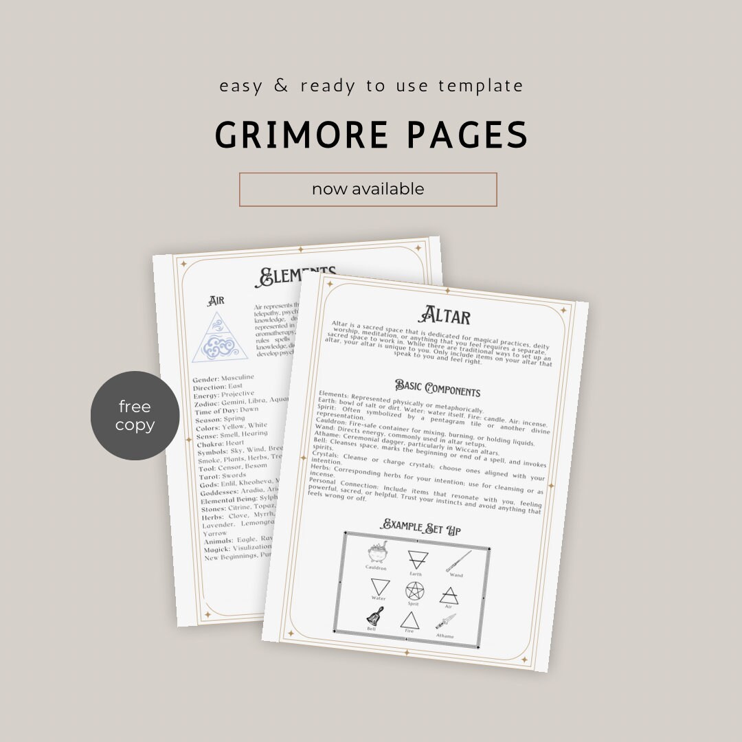 Baby Witch Starter Kit Printable Grimoire Pages, for Beginning Witches PDF A4 US Letter Size ...