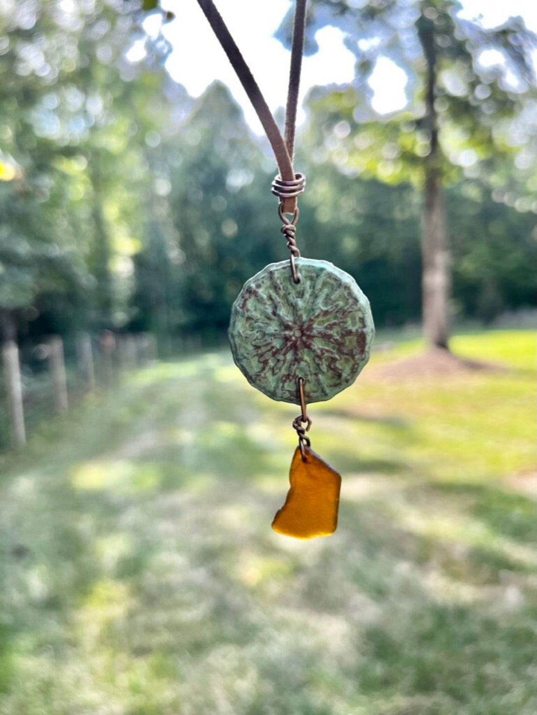 Atlantic Sea Glass & Ceramic Amulet Sautoir Necklace Ships Free - Etsy