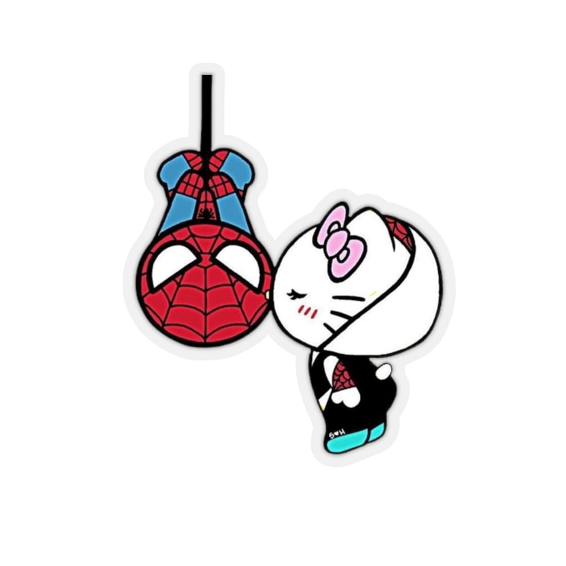 Beso cruzado de Hello Kitty y Gwen Stacy x Spider-Man Pegatina - Etsy ...