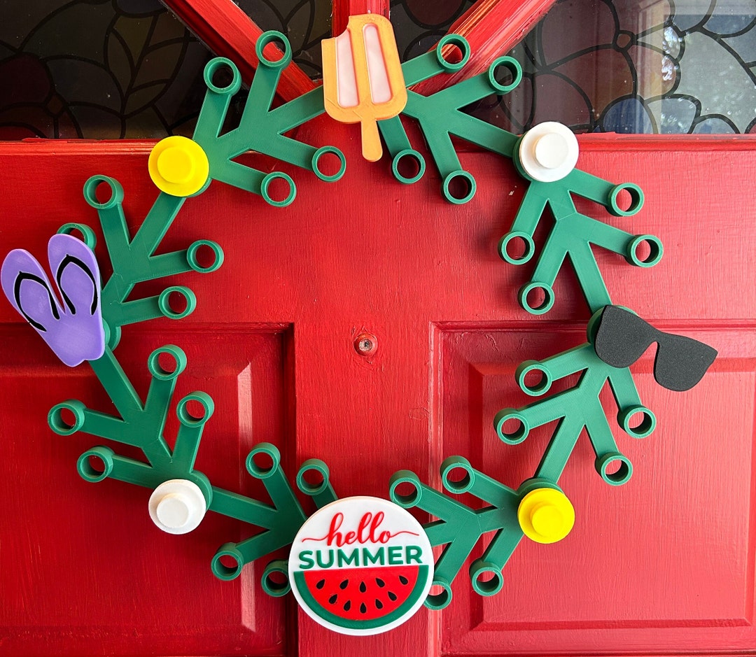 3D Printed Building Block Inspired Summer Time Holiday Giant Wreath ...