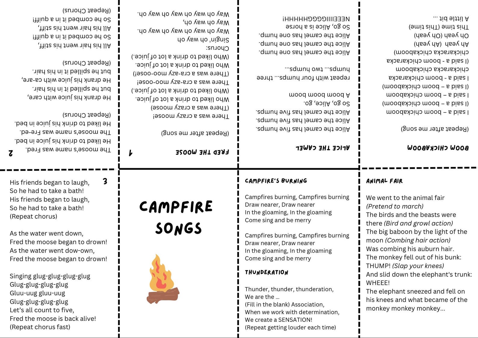 Printable Campfire Song Book (foldable Pocket Zine) - Etsy