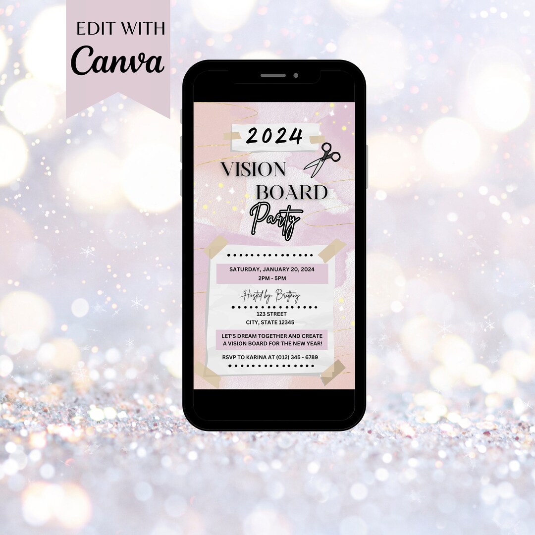 Editable Digital Vision Board Party Invitation | Instant Download ...