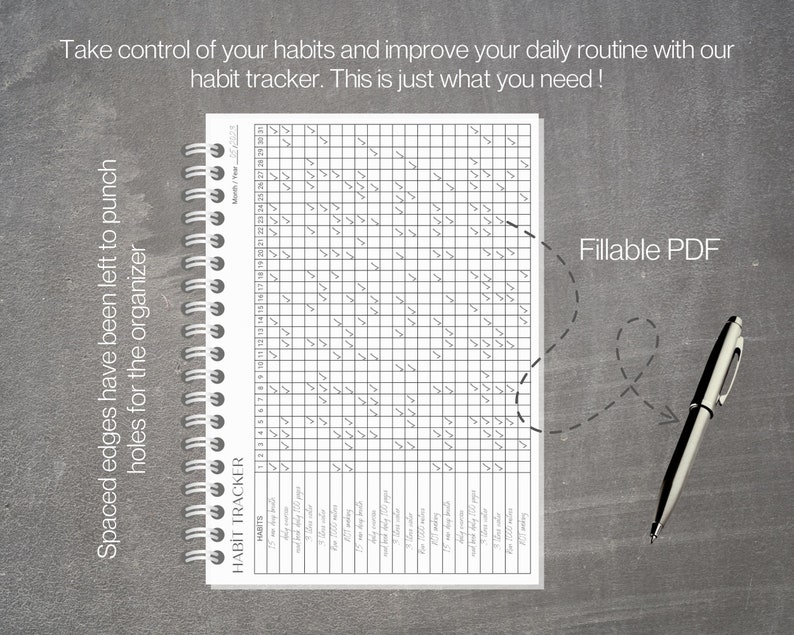 Monthly Habit Tracker Printable Landscape Habit Tracker Template ...