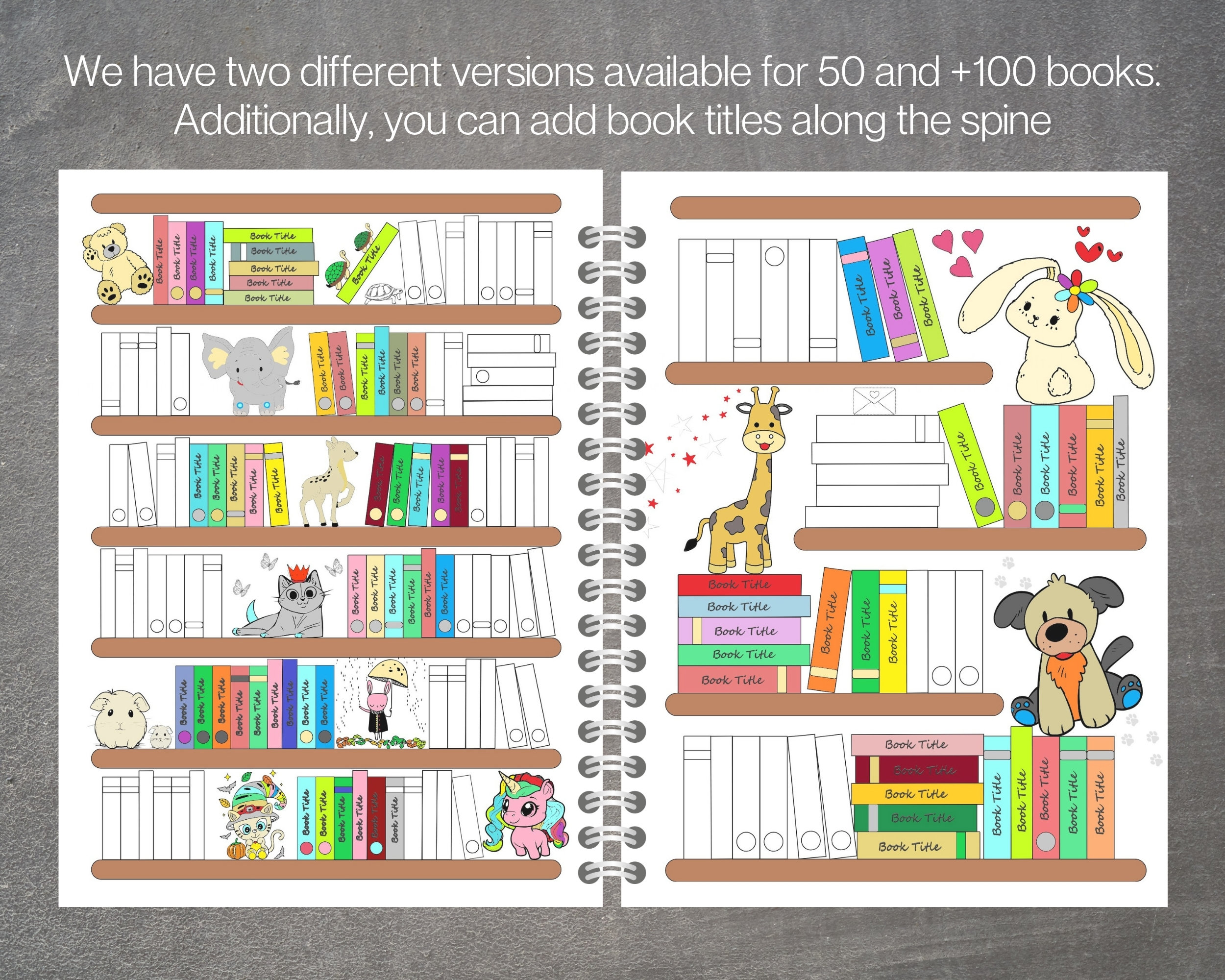 Bookshelf Printable Template Book Tracker Reading Challenge 50-100 ...