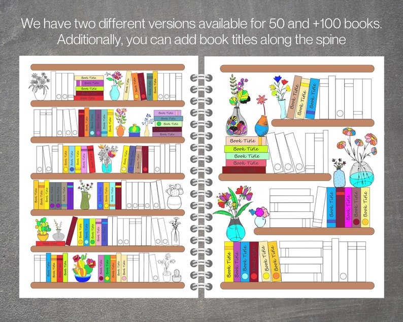 Bookshelf Printable Template Book Tracker Reading Challenge 50-100 ...