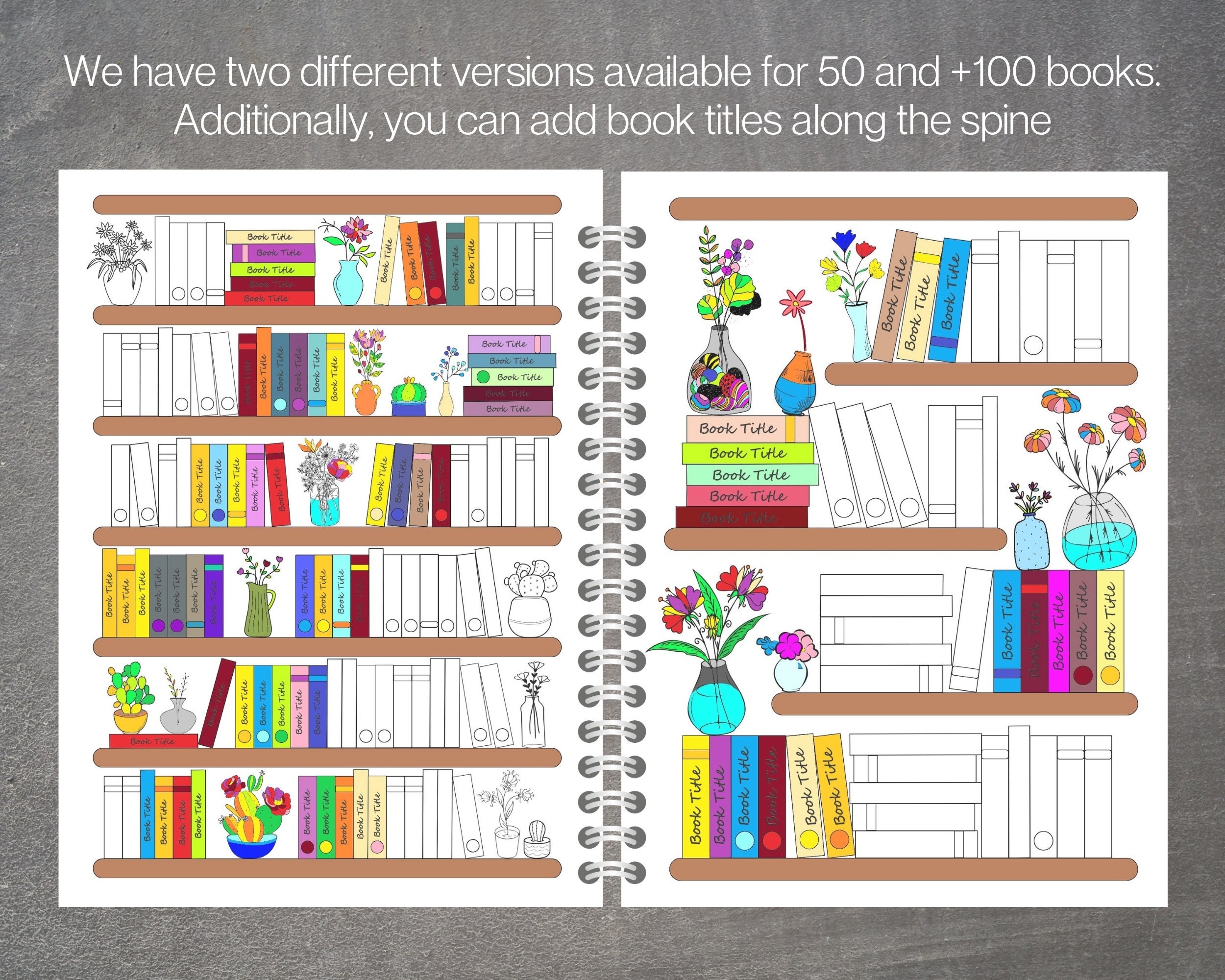 Bookshelf Printable Template Book Tracker Reading Challenge 50-100 ...