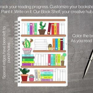 Cactus Bookshelf Printable Book Tracker Reading Challenge 50-100 Books ...