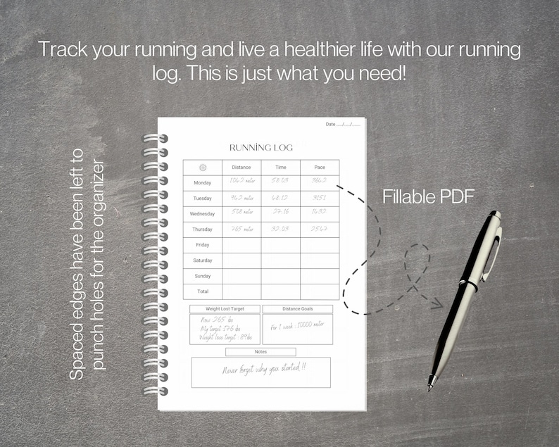 Weekly Running Log Printable Cardio Training Log Running - Etsy