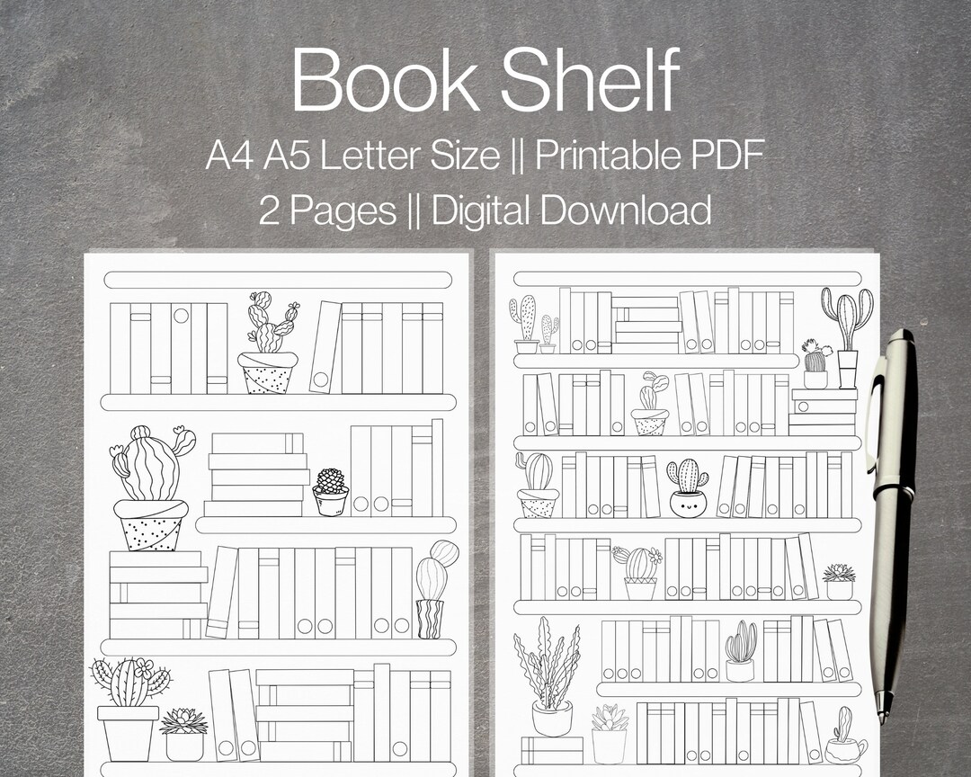 Cactus Bookshelf Printable Book Tracker Reading Challenge 50-100 Books ...