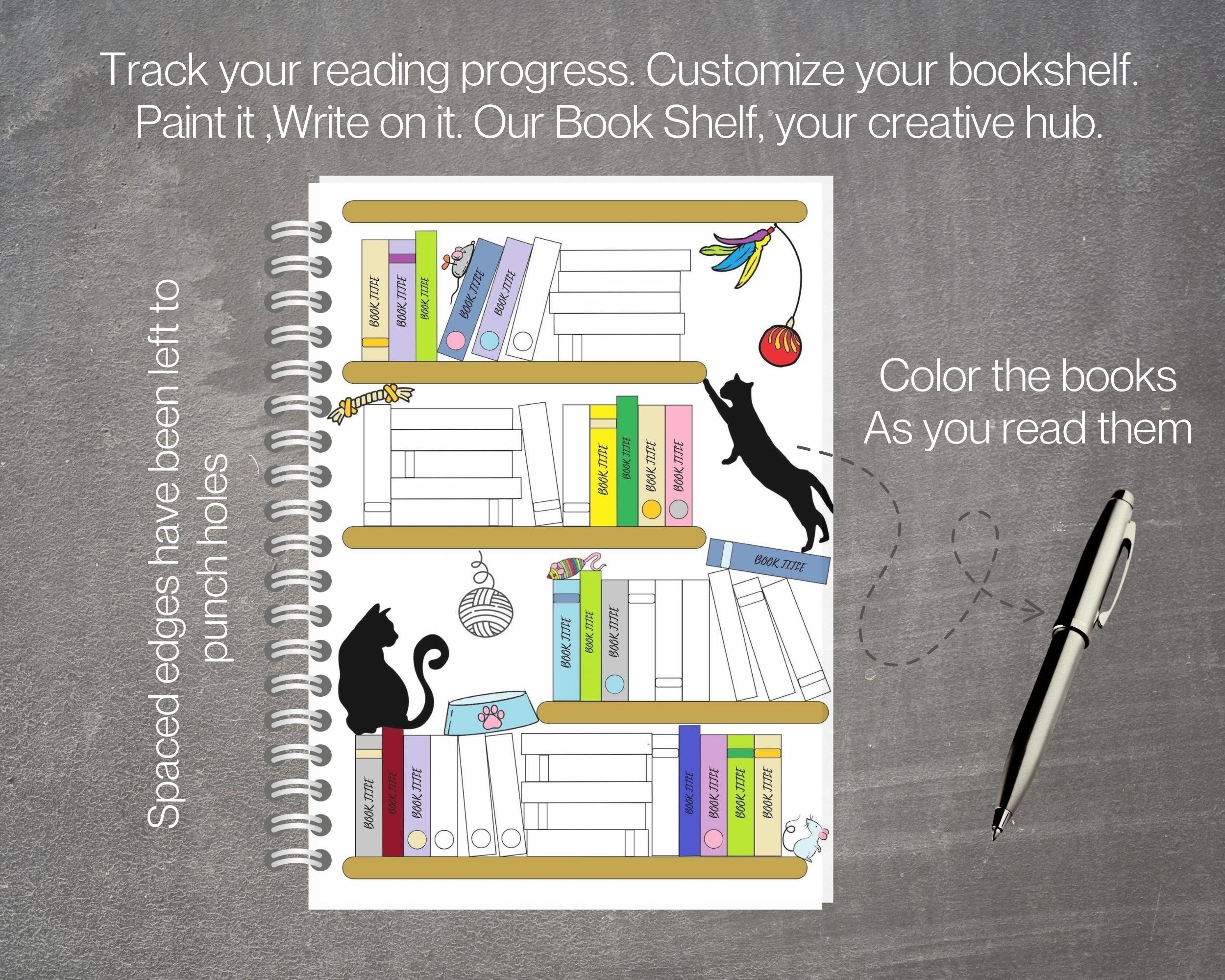 Bookshelf Printable Template Cat Bookshelf Book Tracker Reading ...