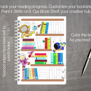 Space Alien Bookshelf Printable Book Tracker Reading Challenge 50-100 ...