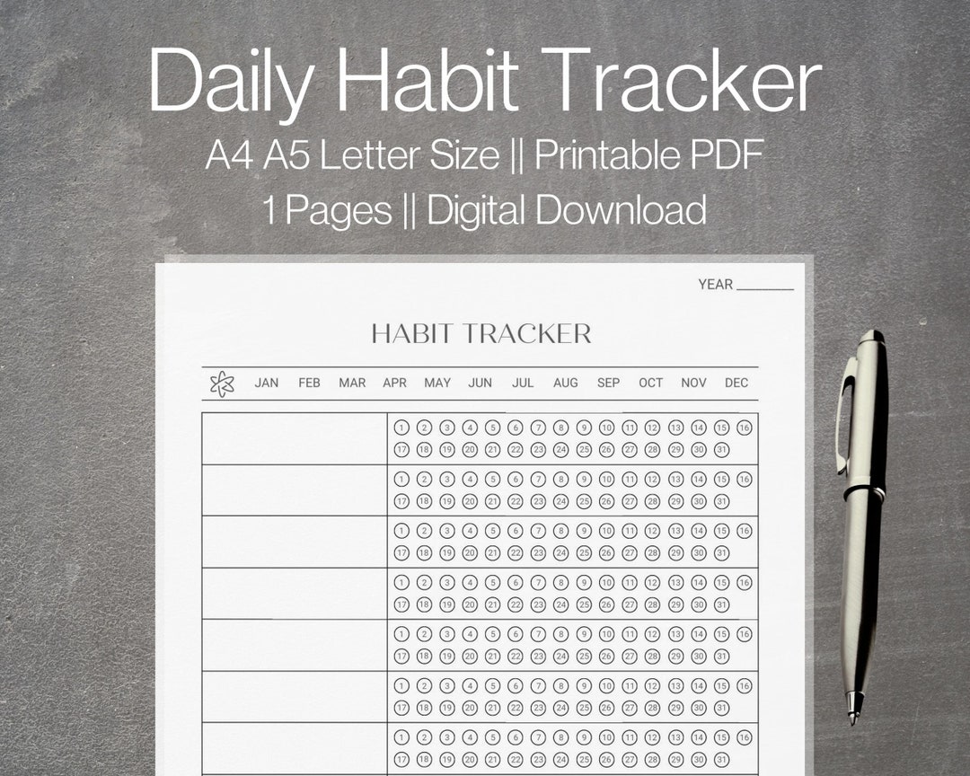 Daily Habit Tracker Printable Everyday Habit Tracker Routine Tracker ...