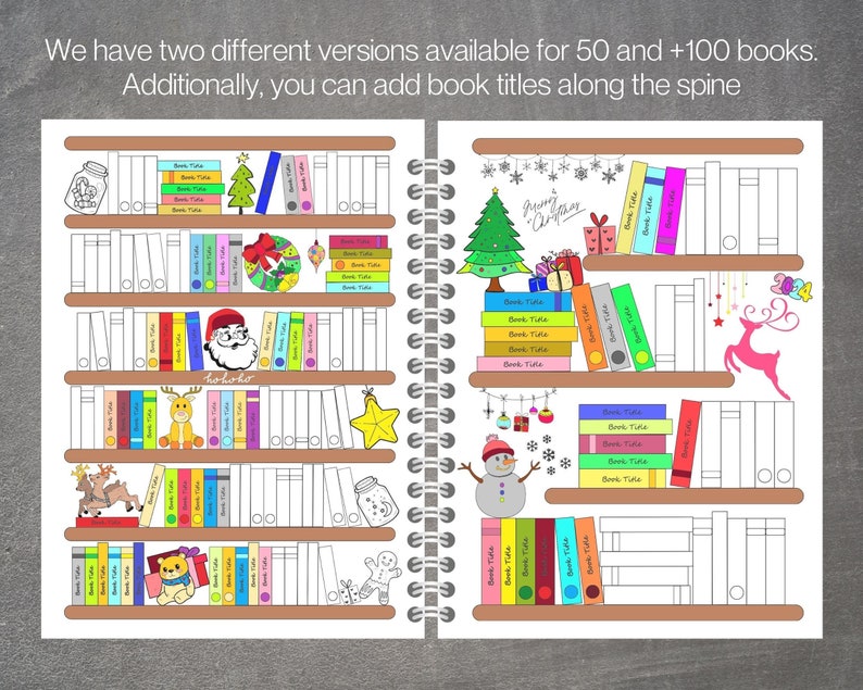 Christmas Bookshelf Printable Template Book Tracker Reading Challenge ...