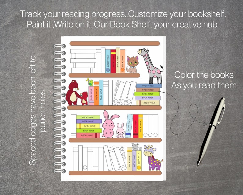 Animal Bookshelf Printable Template Book Tracker Reading Challenge 50 ...