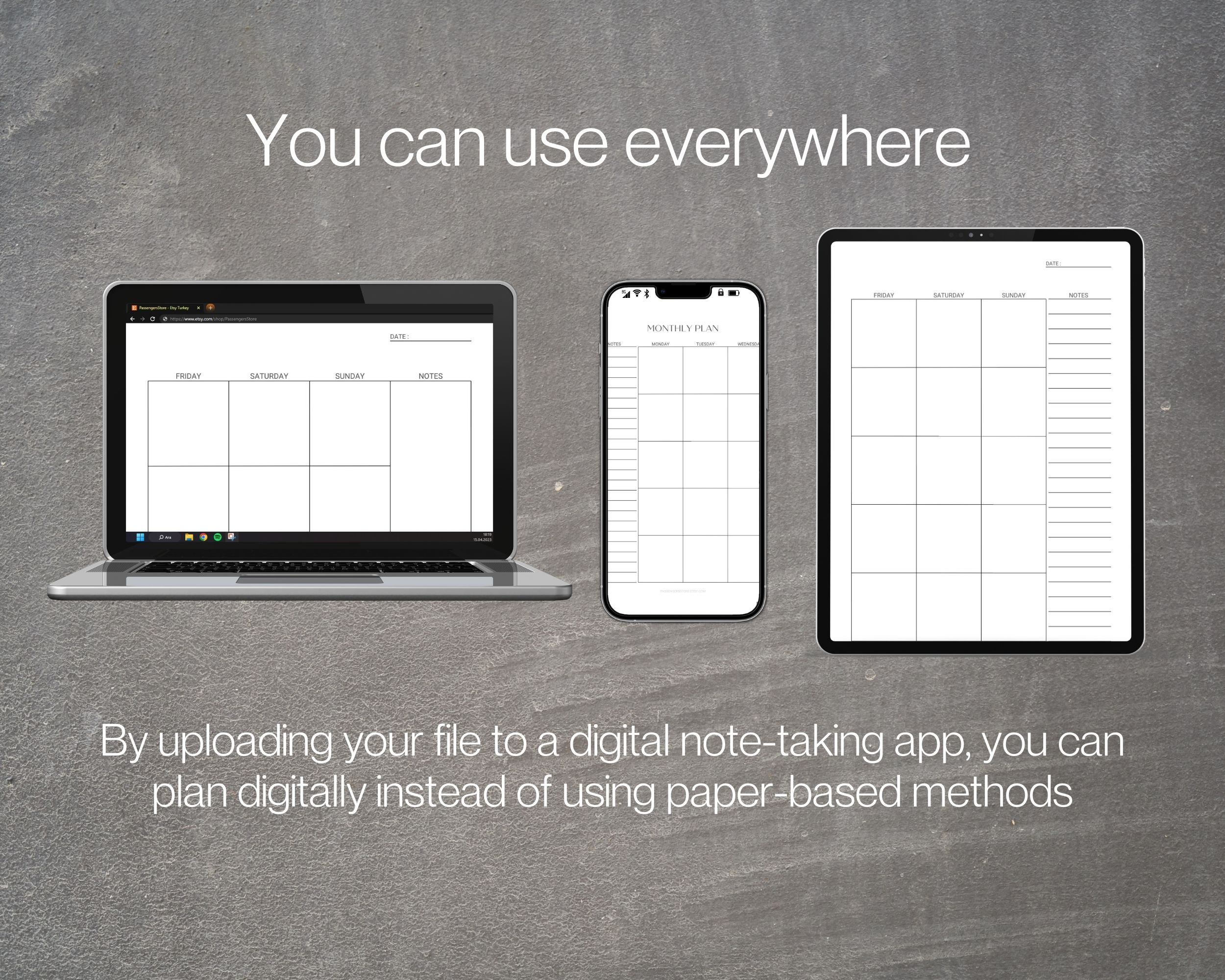 Undated Monthly Planner Printable Empty Planner Daily, Weekly and ...