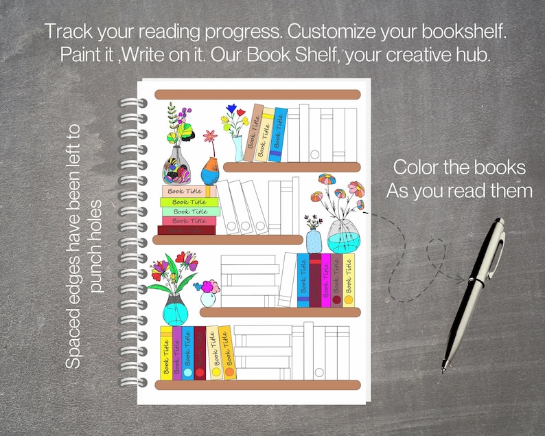 Bookshelf Printable Template Book Tracker Reading Challenge 50-100 ...