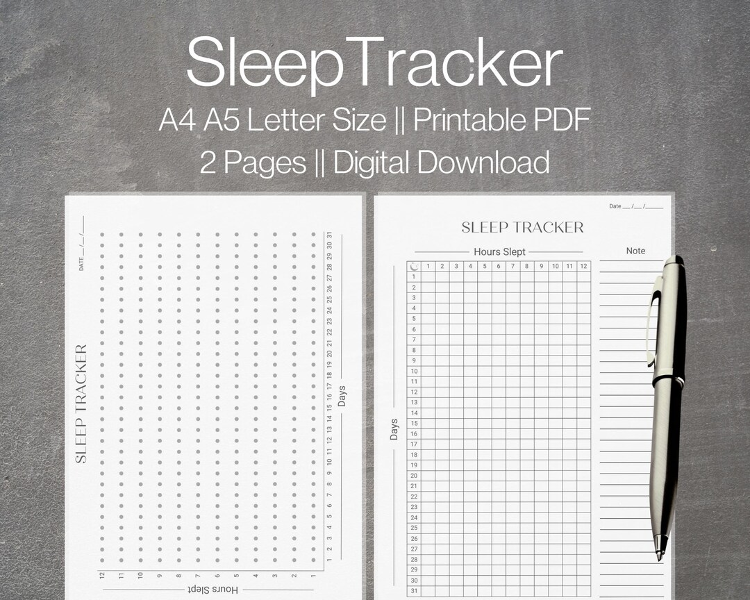 Sleep Tracker Printable Monthly Sleep Log Sleep Journal Sleep Hours ...
