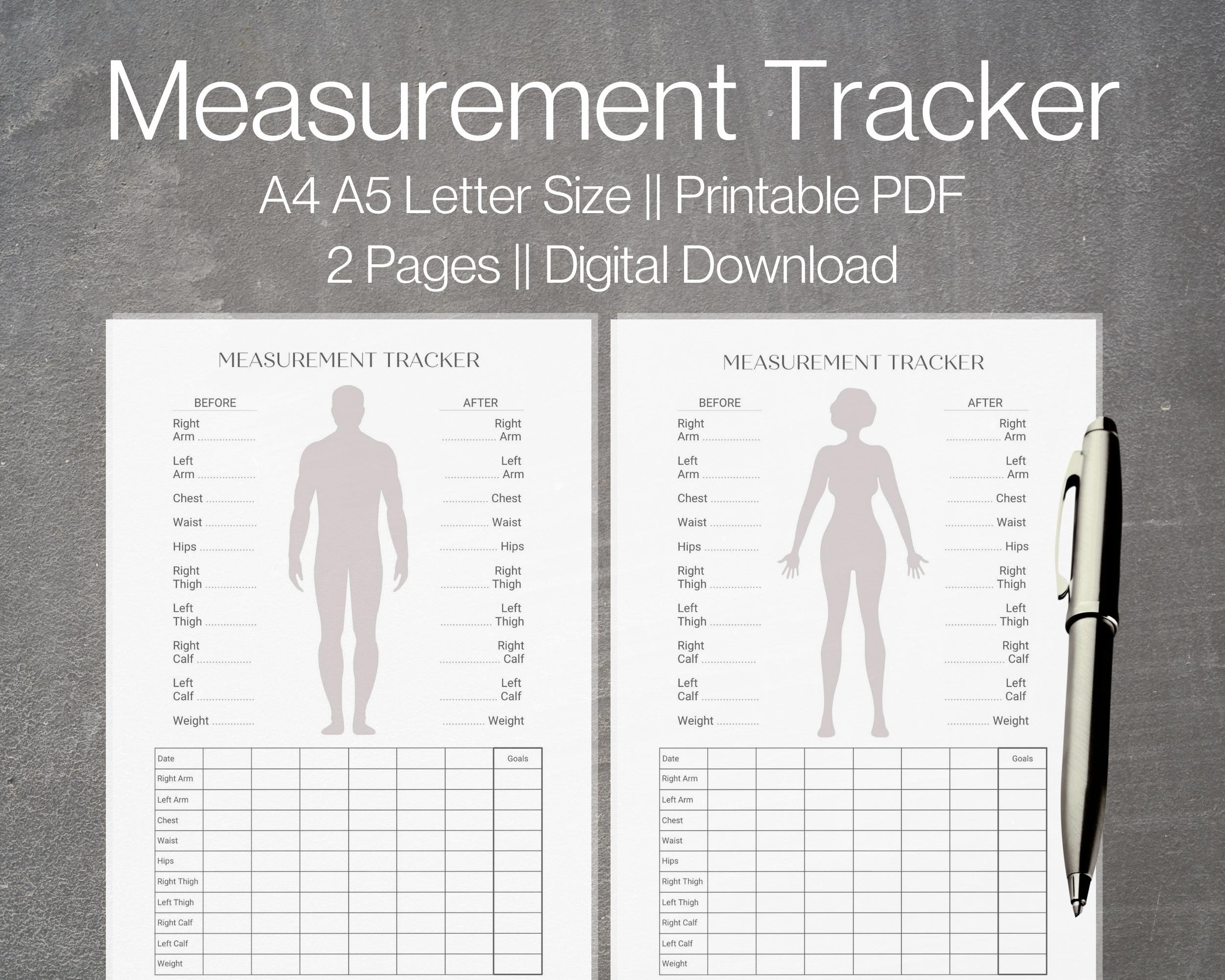 Body Measurement Tracker Printable | Weight Loss Tracker | Weekly ...