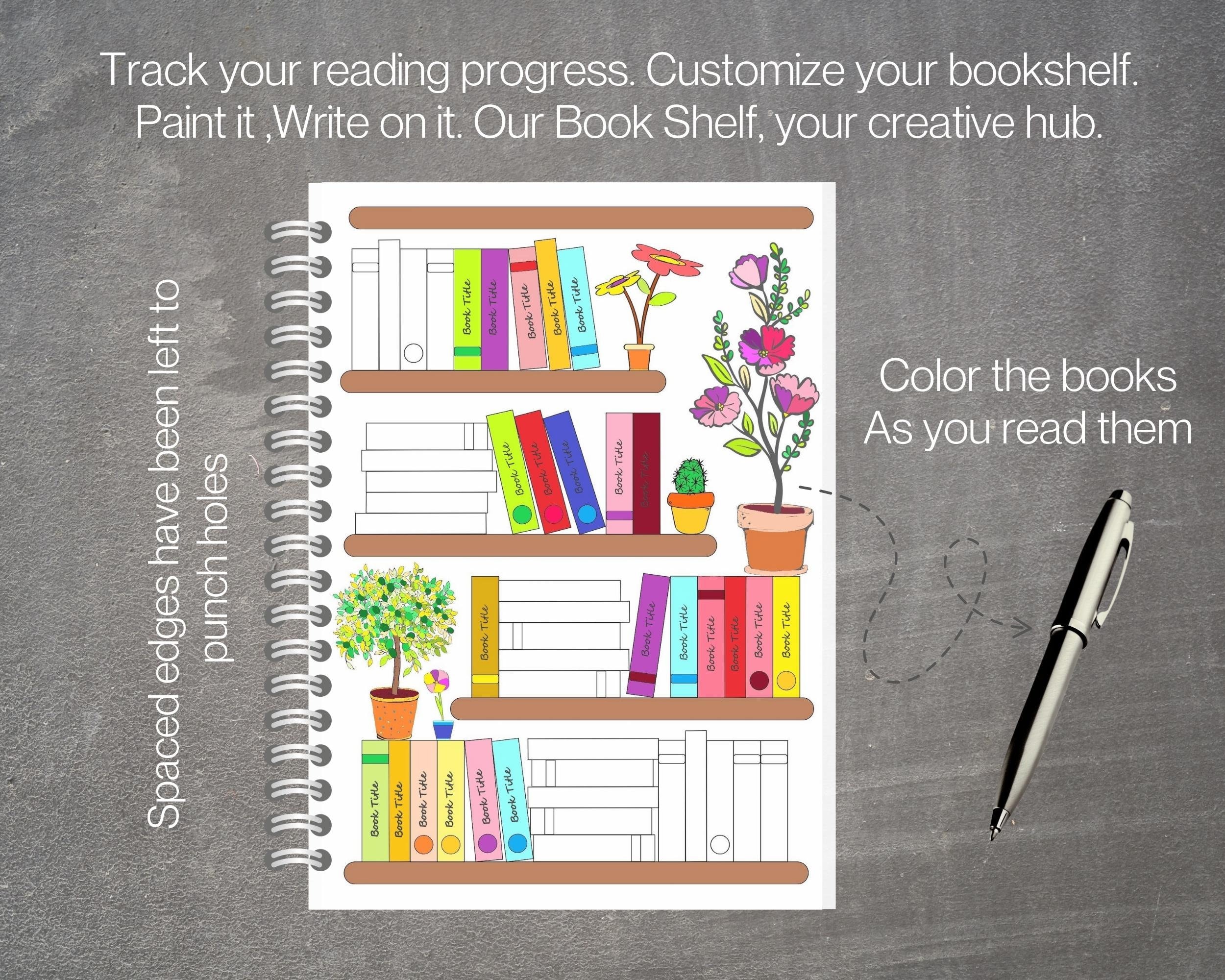 Flowers Bookshelf Printable Book Tracker Reading Challenge 50-100 Books ...