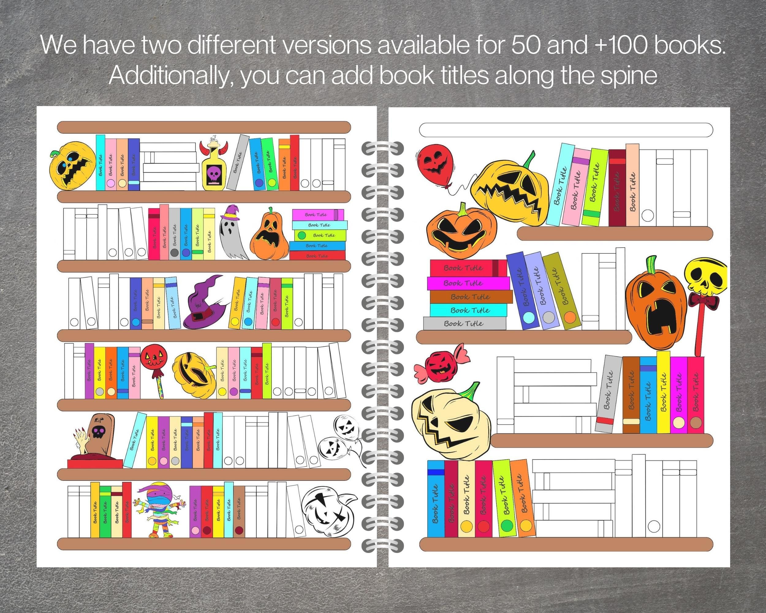 Bookshelf Halloween Printable Template Book Tracker Reading Challenge ...