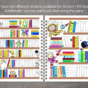 Space Alien Bookshelf Printable Book Tracker Reading Challenge 50-100 ...