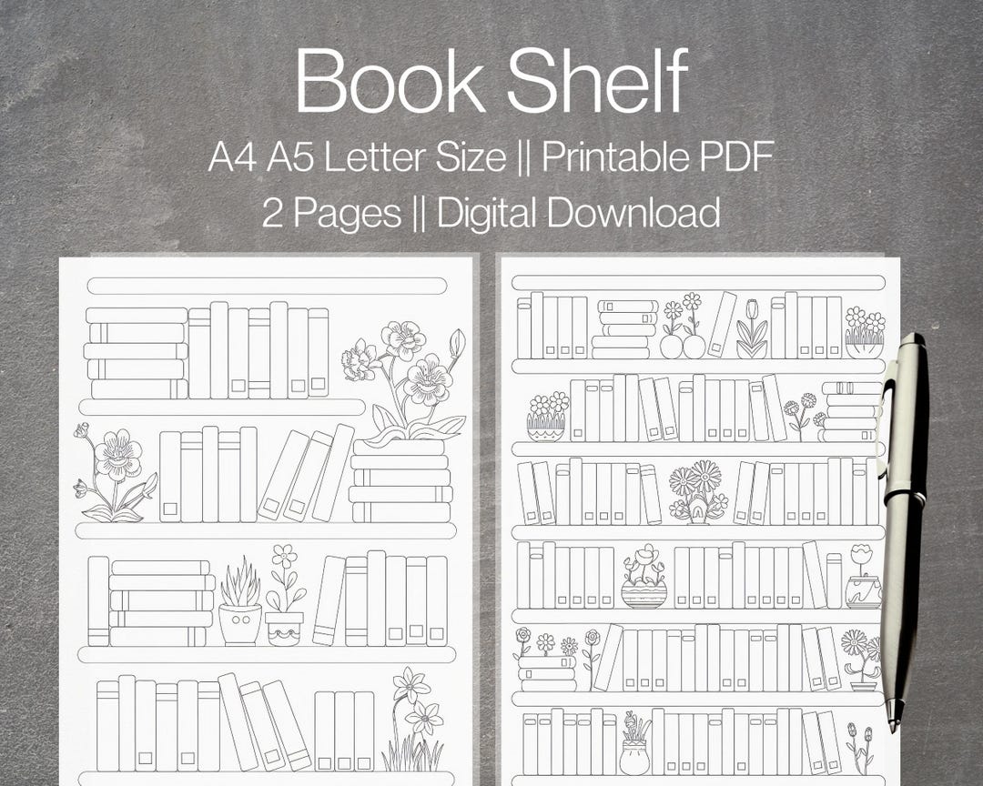 Printable Bookshelf Coloring Template Perfect for Creative Readers and ...