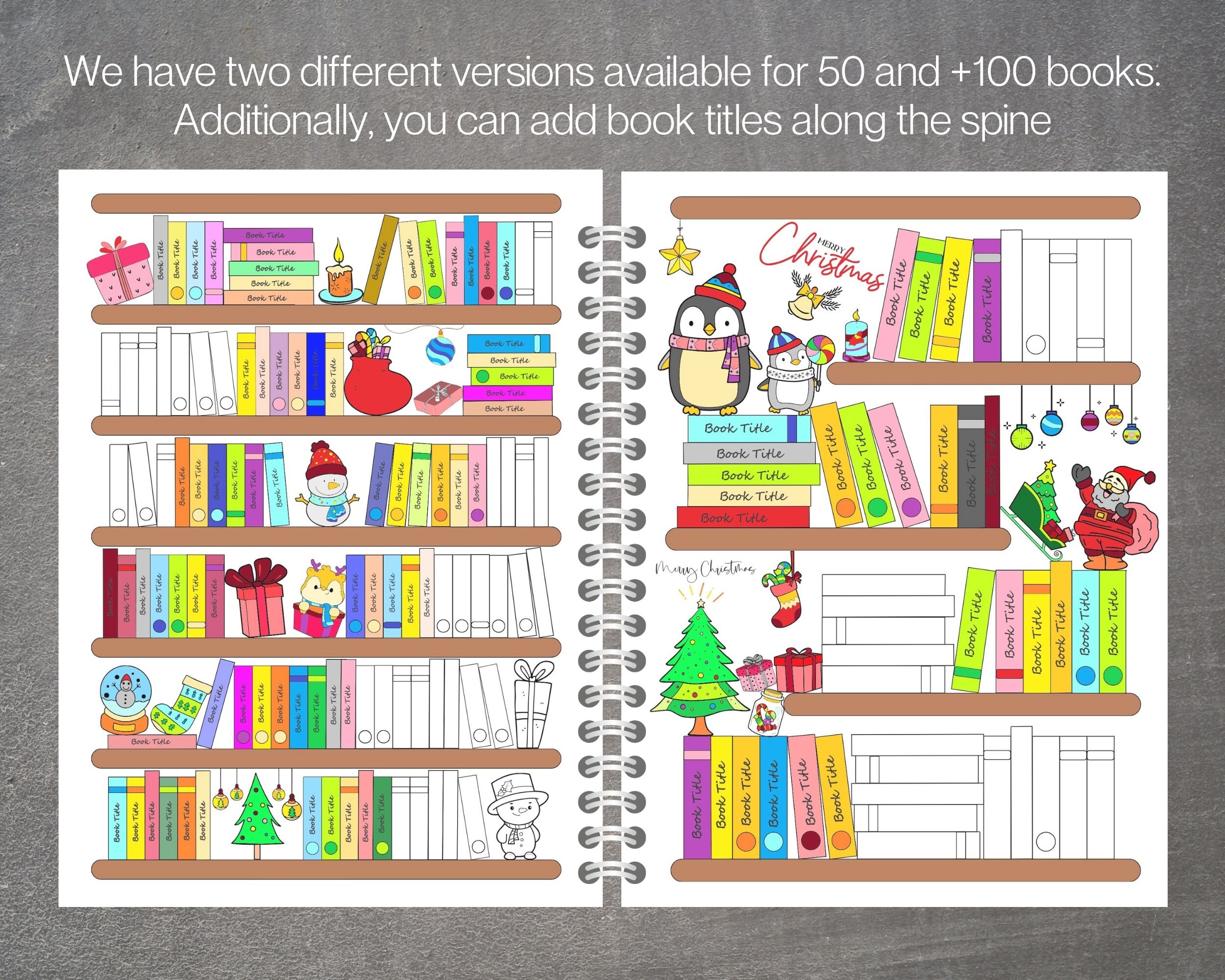 Christmas Bookshelf Printable Template Book Tracker Reading Challenge ...