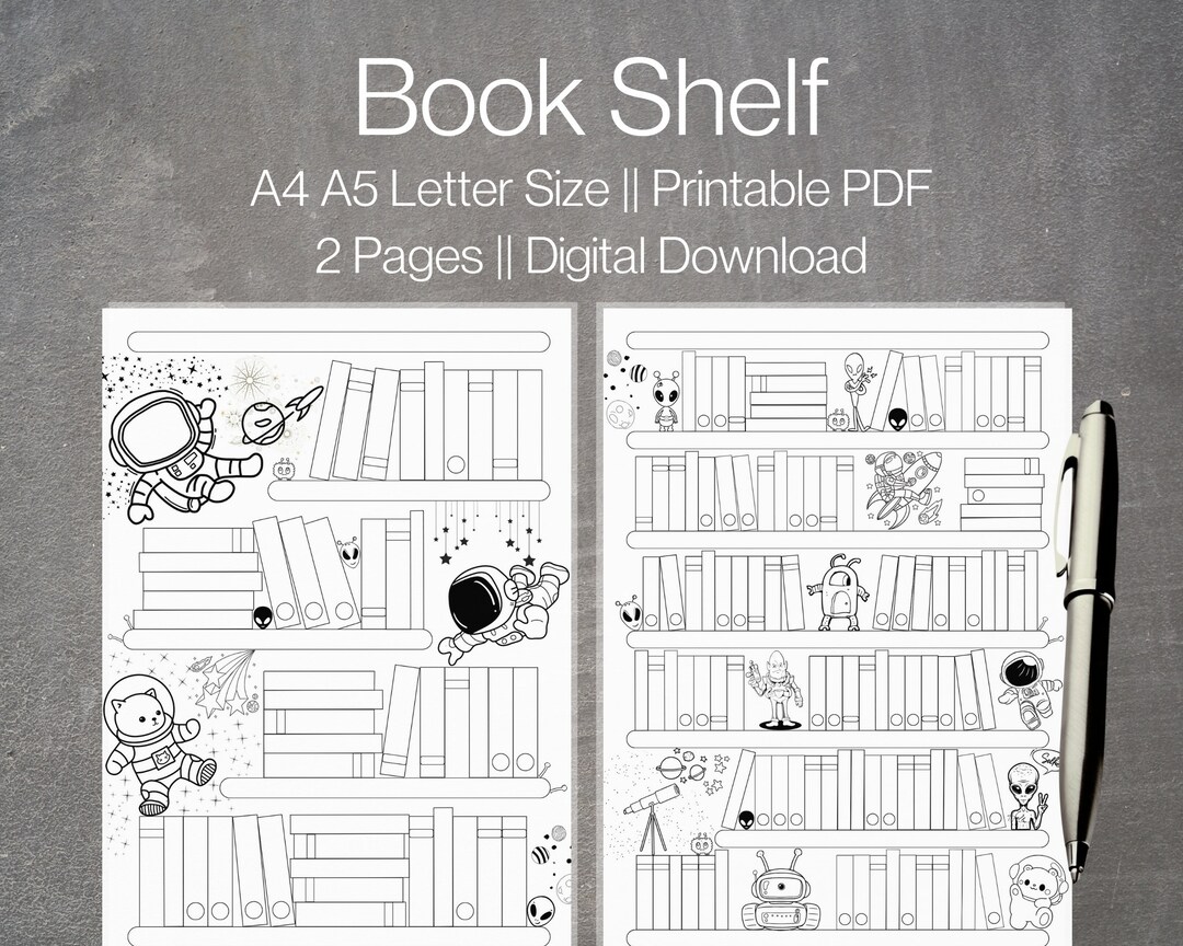 Space Alien Bookshelf Printable Book Tracker Reading Challenge 50-100 ...