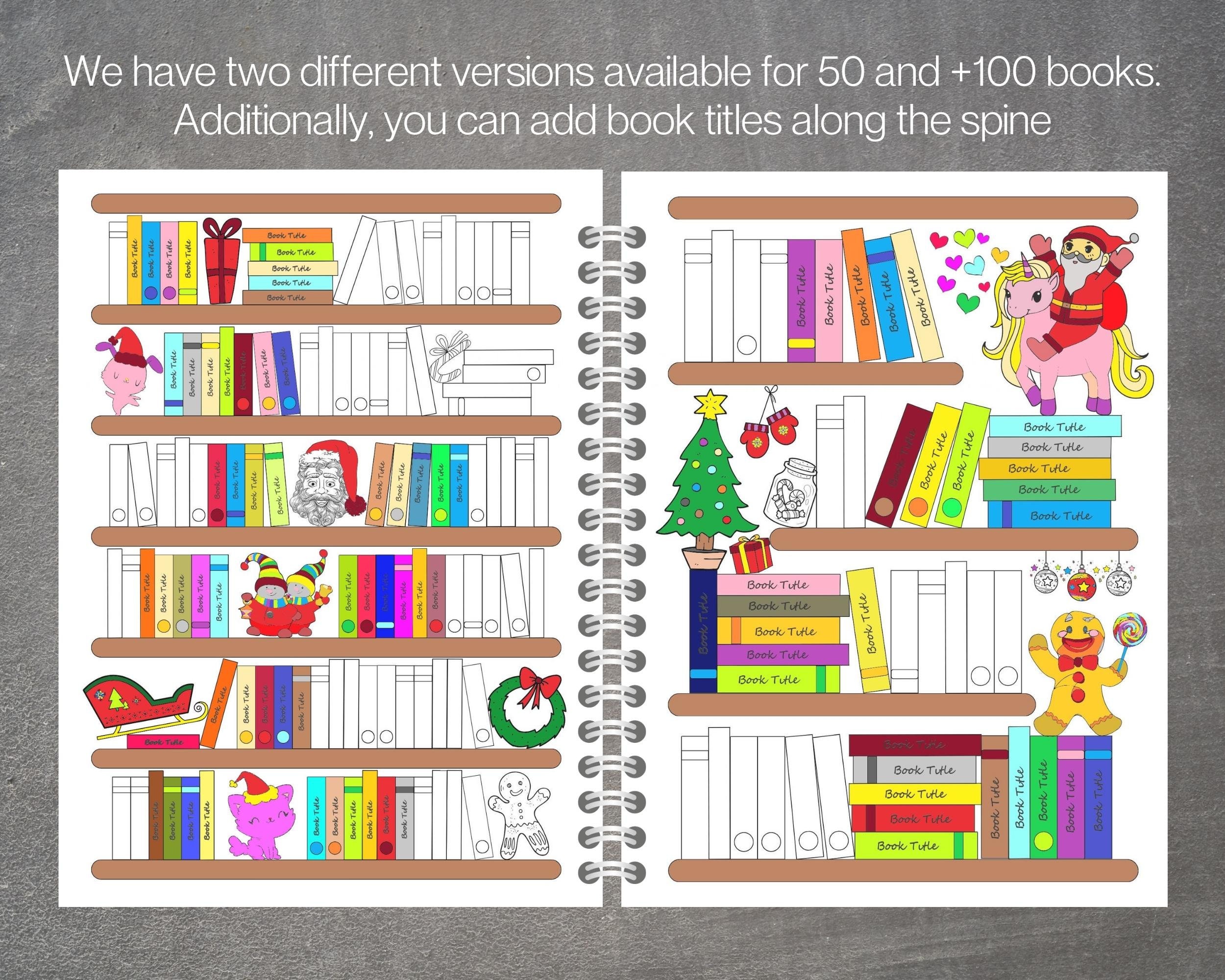 Bookshelf Christmas Printable Template Book Tracker Reading Challenge ...