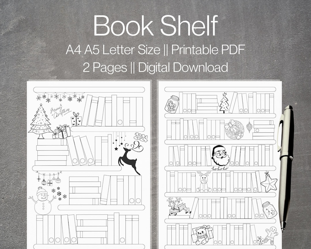 Christmas Bookshelf Printable Template Book Tracker Reading Challenge ...