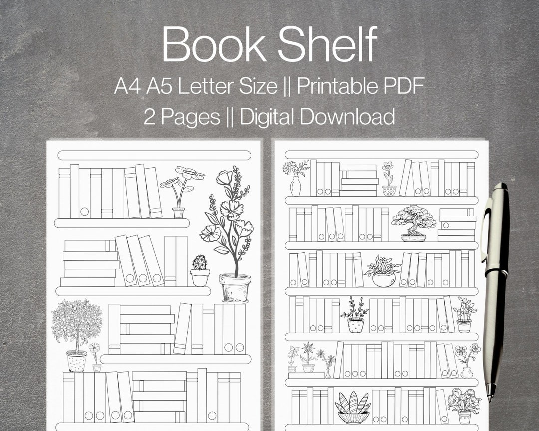 Flowers Bookshelf Printable Book Tracker Reading Challenge 50-100 Books ...