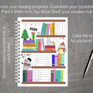 Christmas Bookshelf Printable Template Book Tracker Reading Challenge ...
