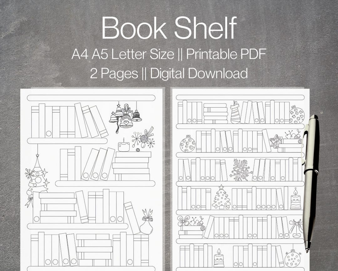 Christmas Reading Challenge Printable Bookshelf Template Track 50-100 ...
