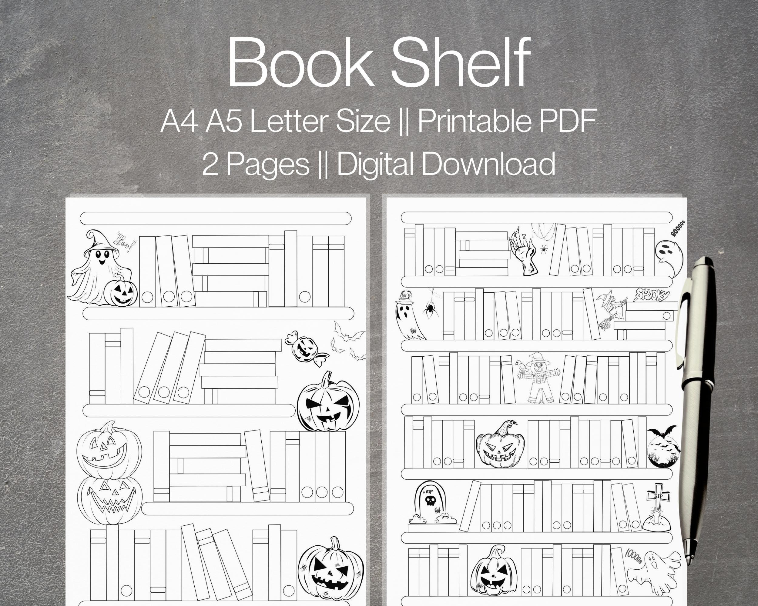 Halloween Bookshelf Printable Template Book Tracker Reading Challenge ...