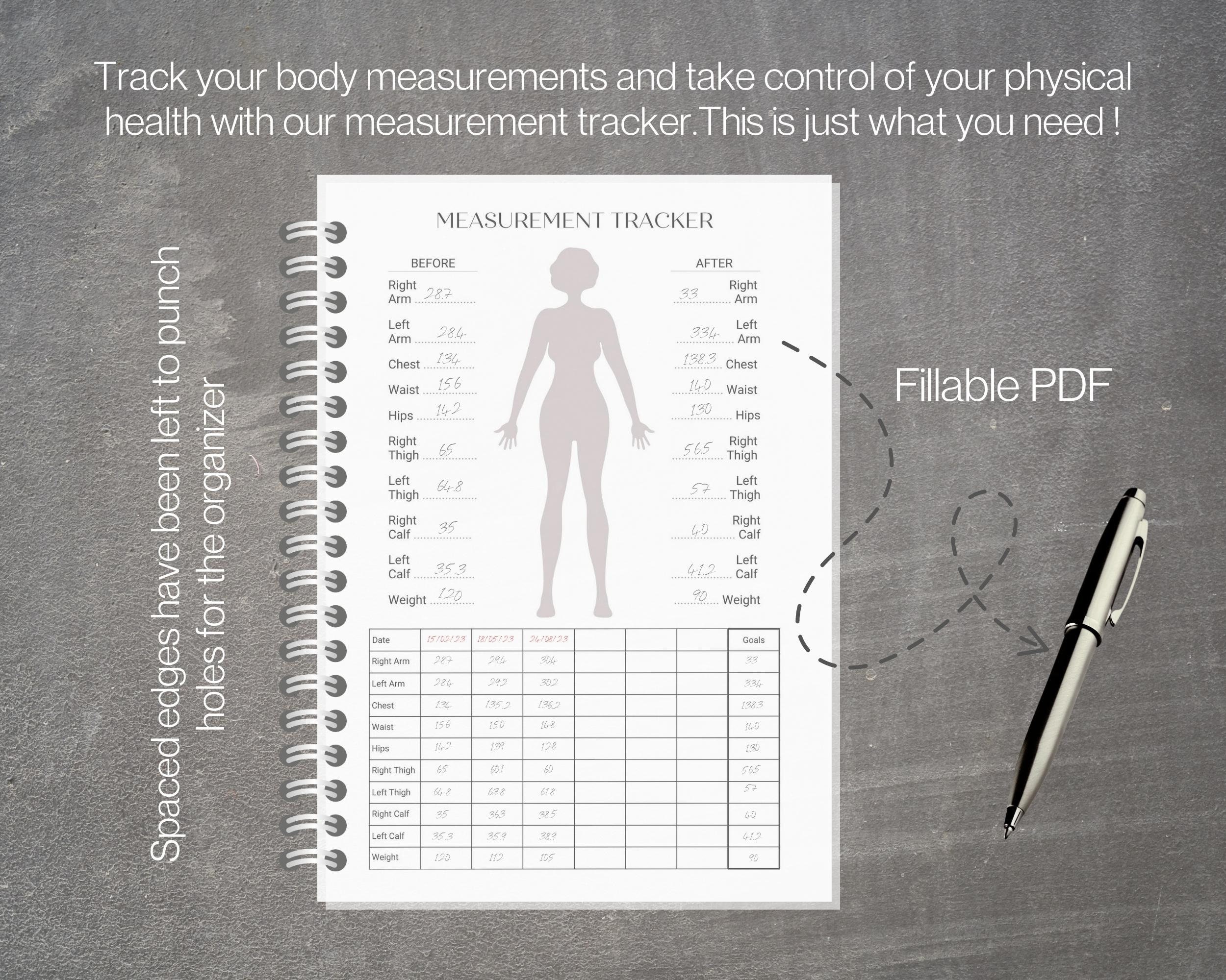 Body Measurement Tracker Printable | Weight Loss Tracker | Weekly ...