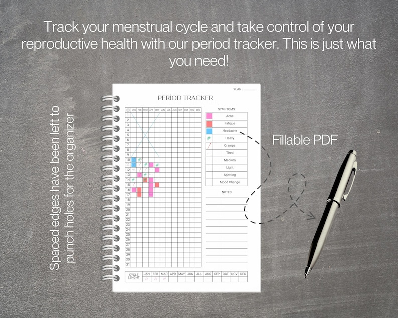 Period Tracker Printable Symptom Tracker Period Journal Fertility ...