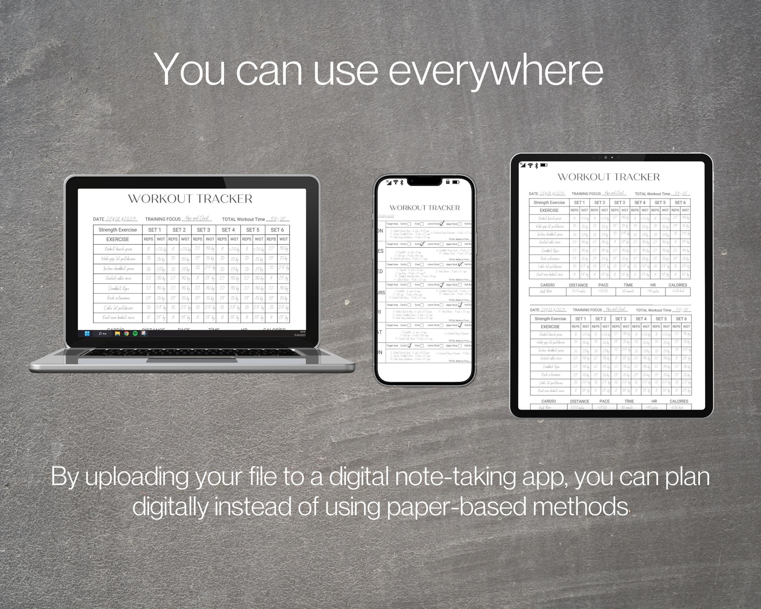 Workout Tracker Printable Daily Exercise Planner Fitness Journal Weekly ...