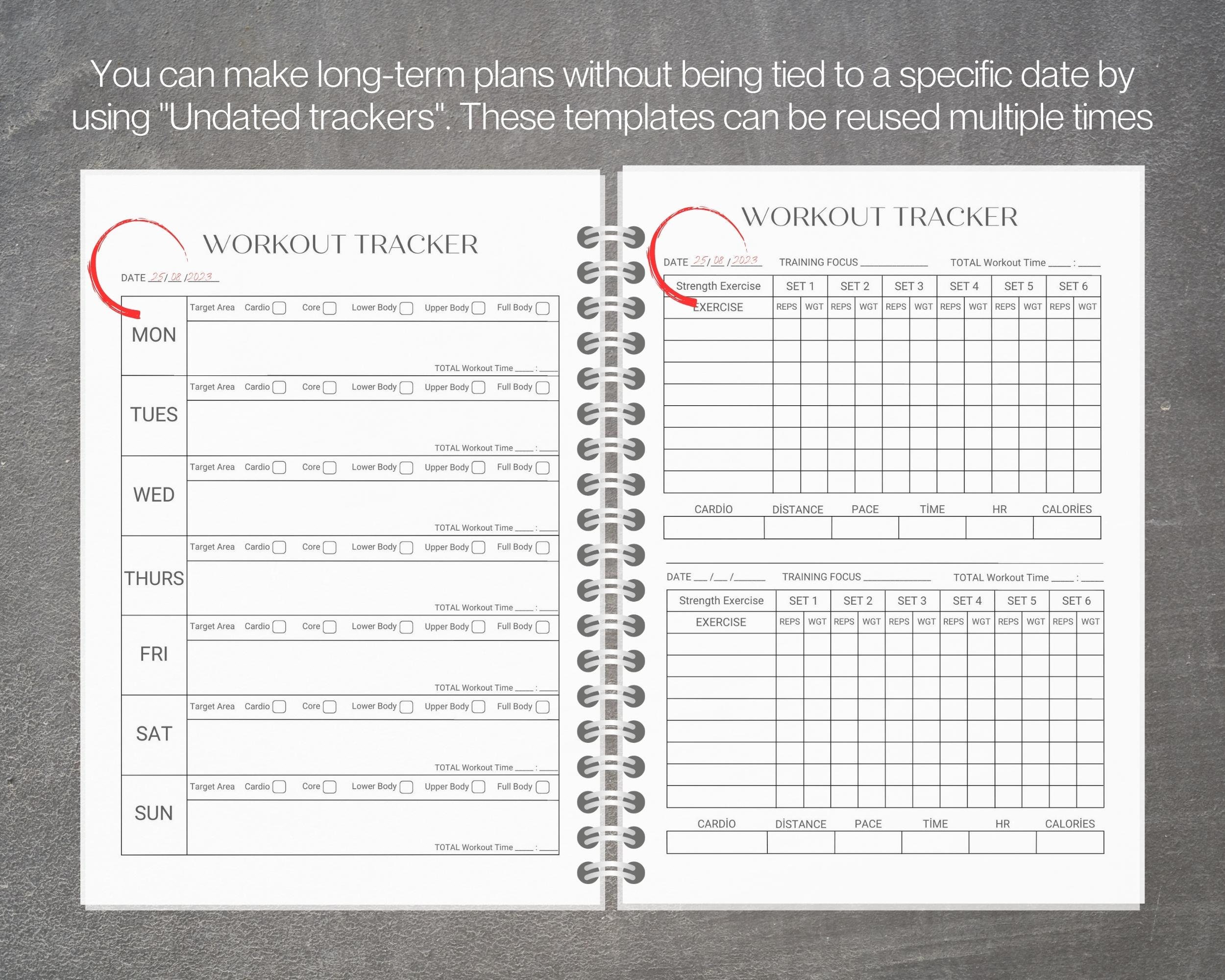 Workout Tracker Printable Daily Exercise Planner Fitness Journal Weekly ...