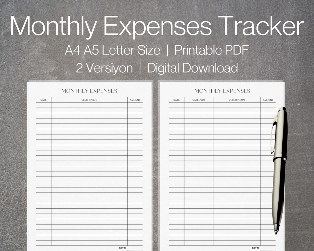 Monthly Expenses Tracker Printable | Spending Log | Financial Journal ...