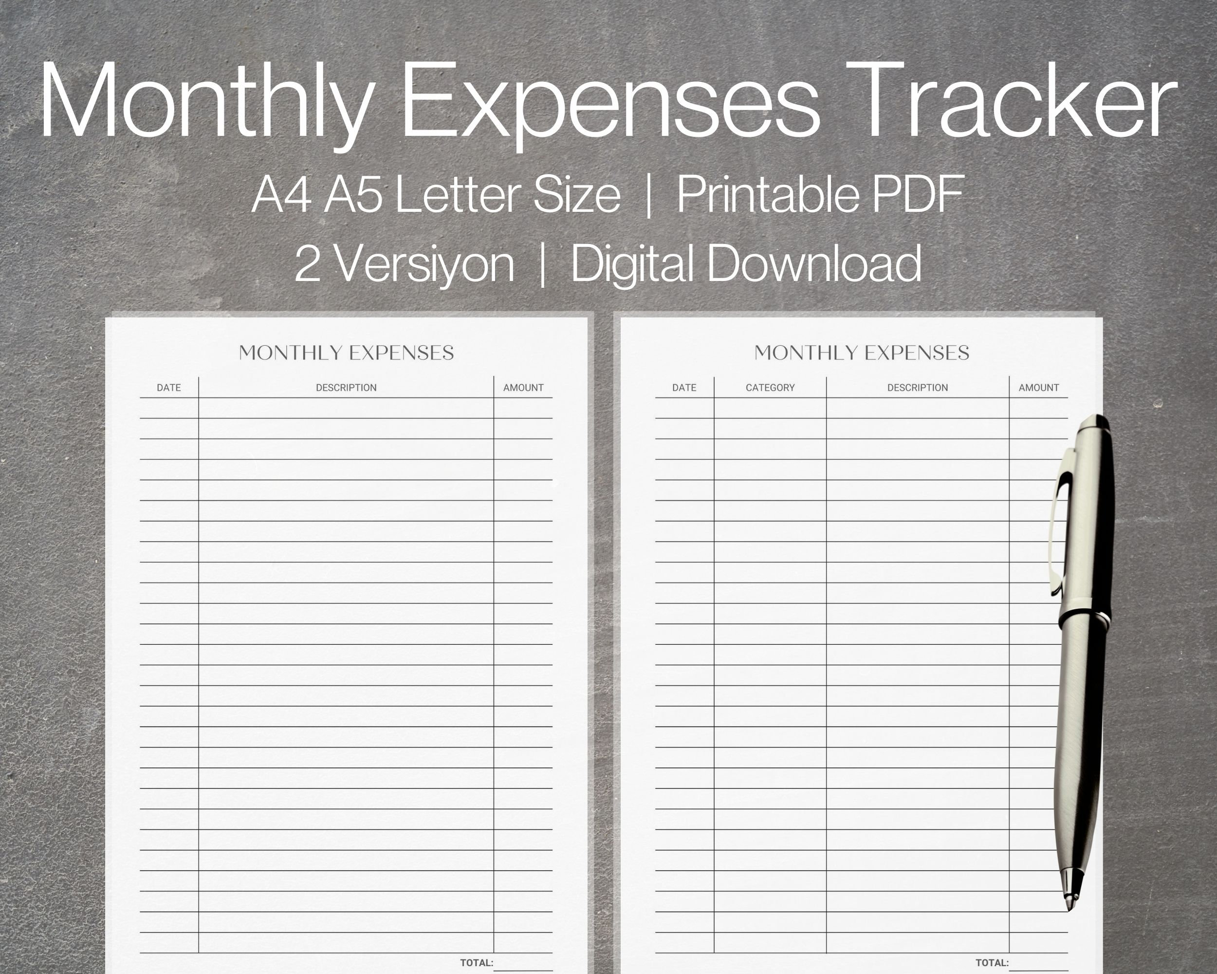 Monthly Expenses Tracker Printable | Spending Log | Financial Journal ...