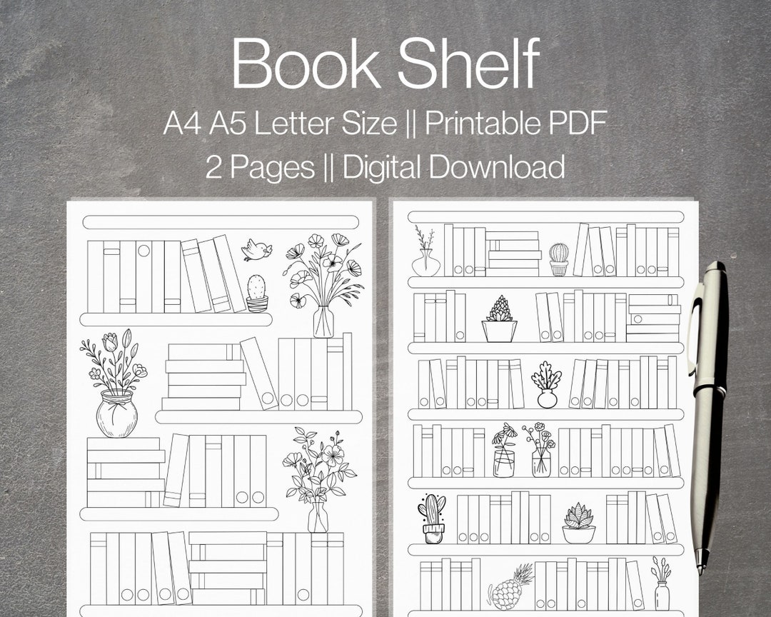 Bookshelf Flowers Printable Book Tracker Reading Challenge 50-100 Books ...