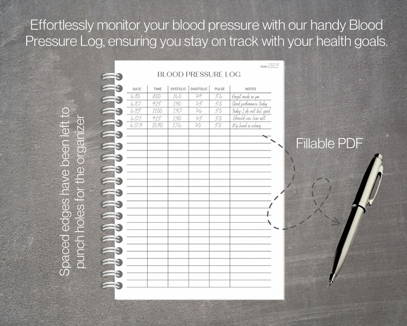 Blood Pressure Tracker Printable Blood Pressure Log Medical Tracker BP ...